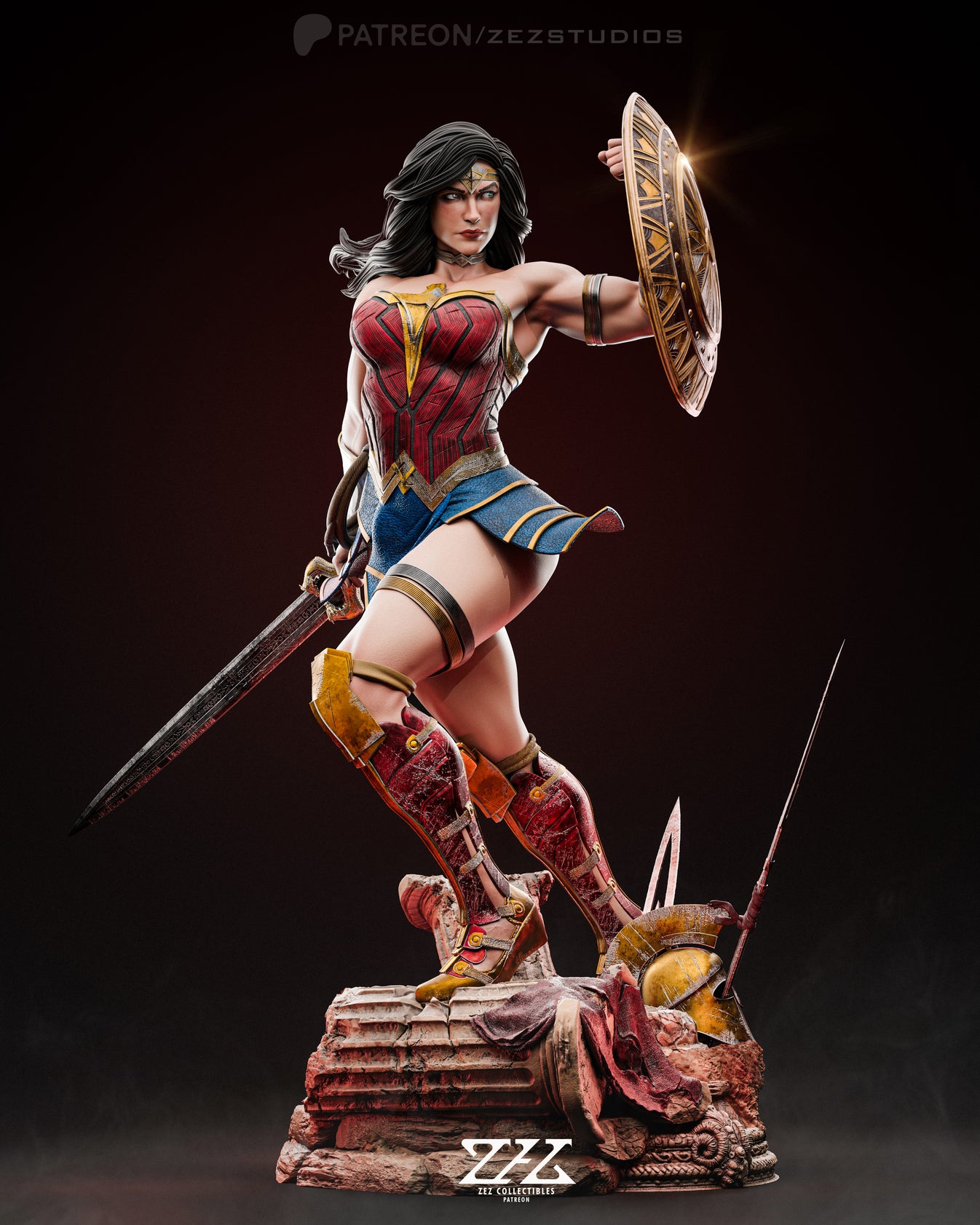 Wonder Woman Resin Model Kit | Premium Collectible | ZeZ Studios – Crimson Raven Miniatures